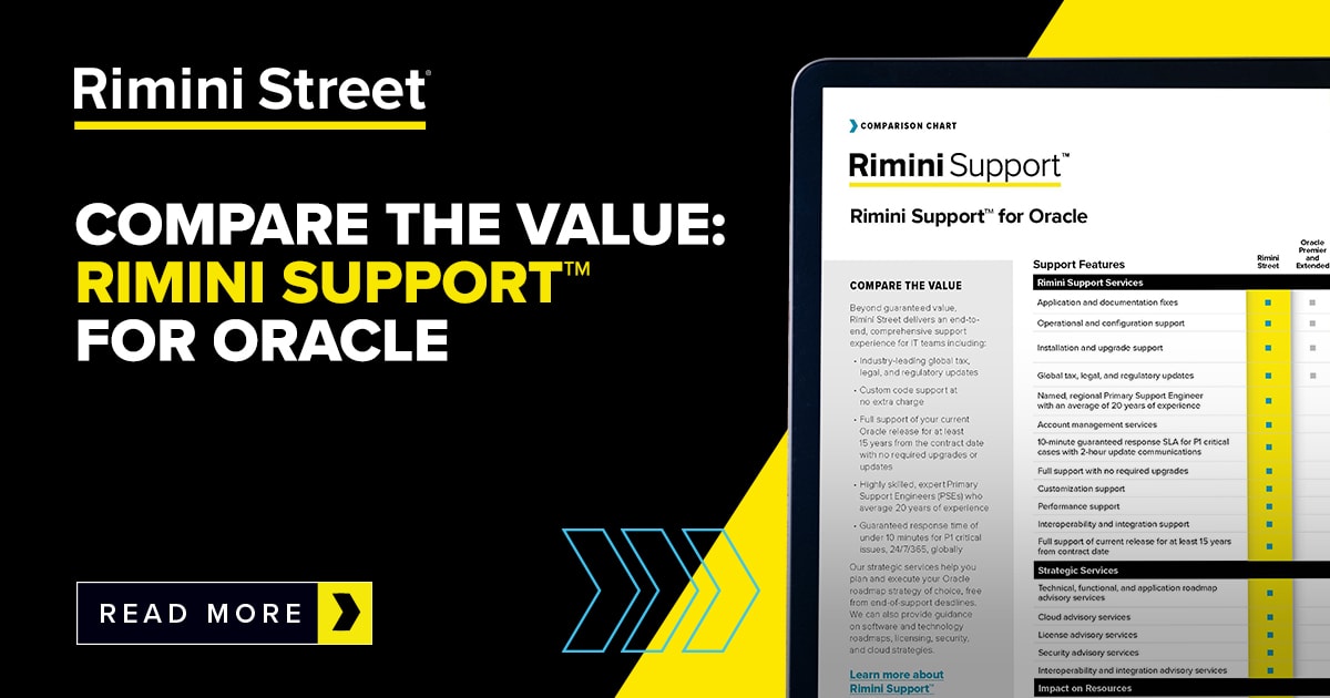 Compare the Value: Rimini Support™ for Oracle | Rimini Street