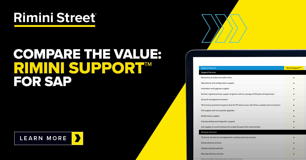 Compare SAP Support vs Rimini Street Support