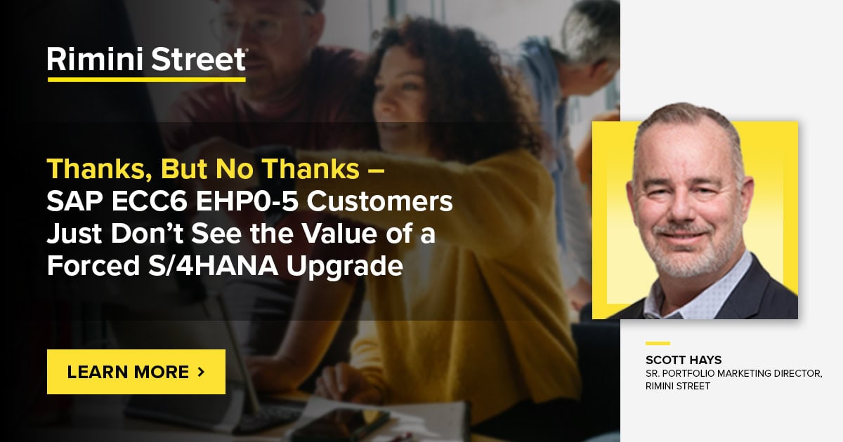 50% of SAP ECC6 Customers Face End of Support Deadline